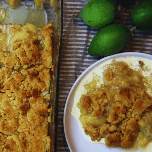 Simple And Irresistible Feijoa Crumble (Pineapple Guava) | Sweet As Cooking